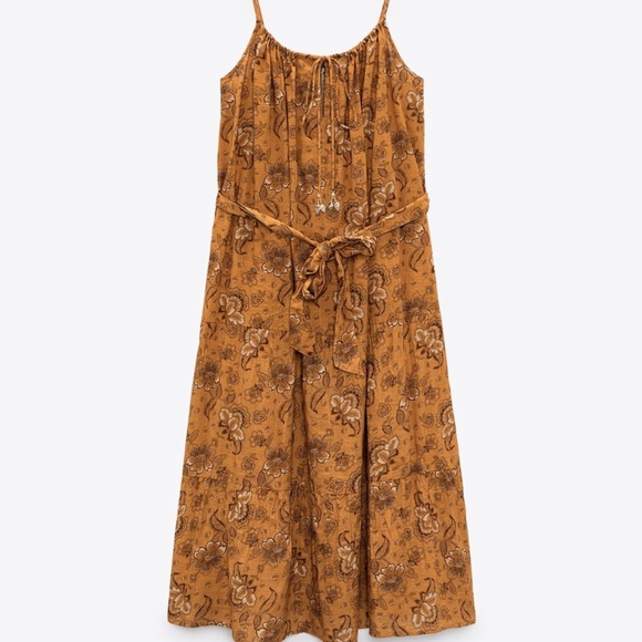 Zara | Dresses | Zara Boho Goldmustard Midi Dress | Poshmark